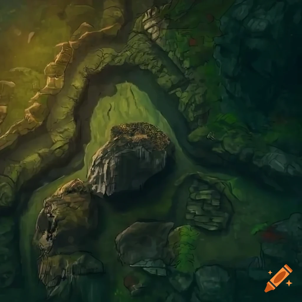 In the background between formation from above fantasy RPG game forest ...