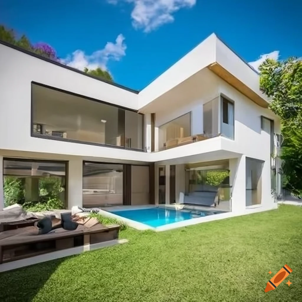 A modern 3-storey villa, strange shape with BBQ garden and swimming ...