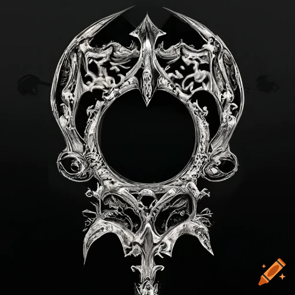 A fantasy weapon with intricate details and magical runes.with organic ...