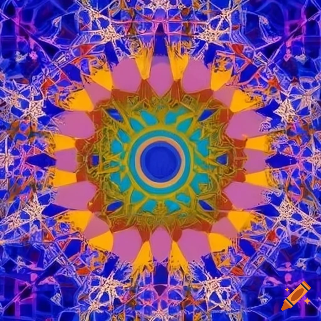 Colourful symmetrical islamic geometric shapes on Craiyon