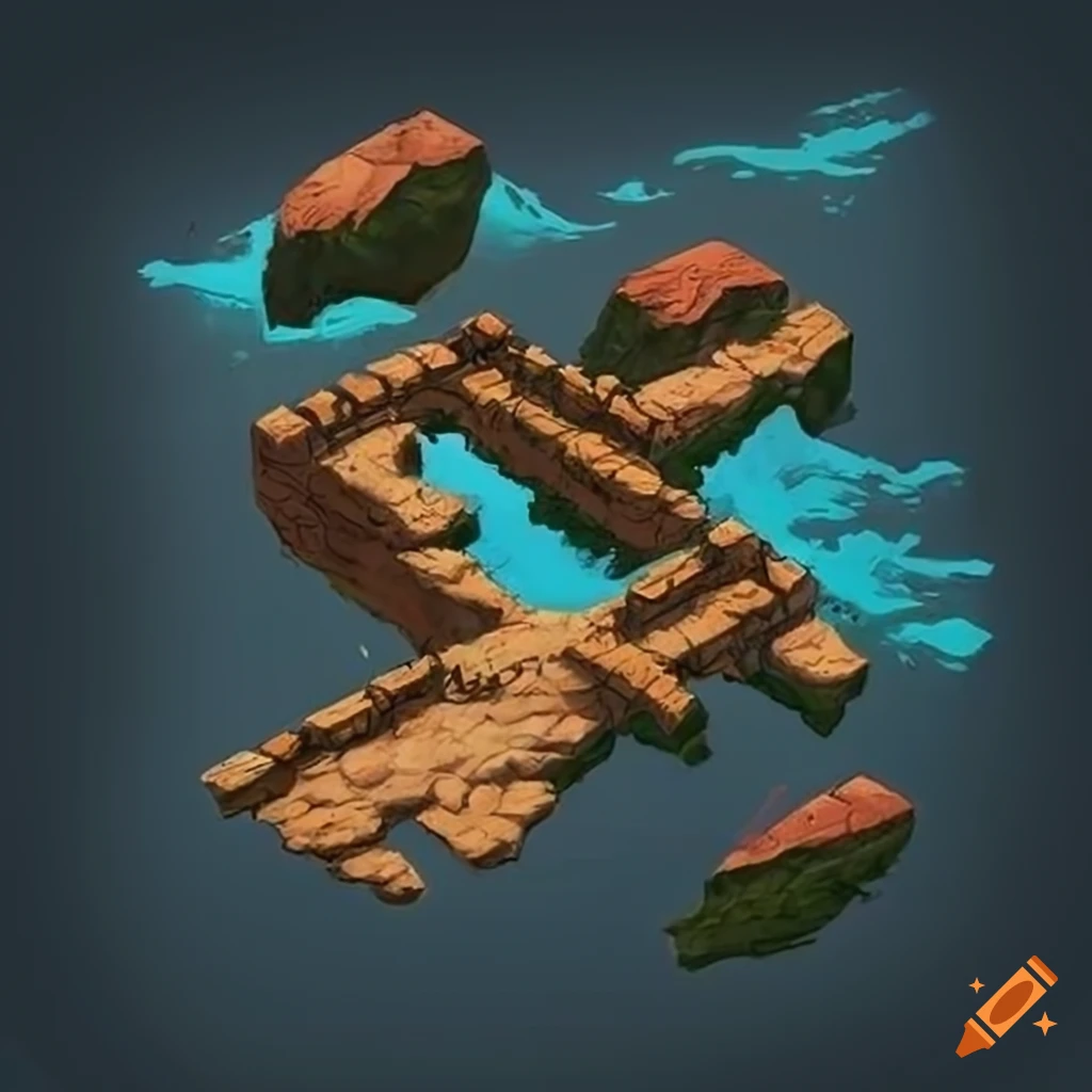 Isometric sandstone world map down birdseye view A Masterful Oil ...