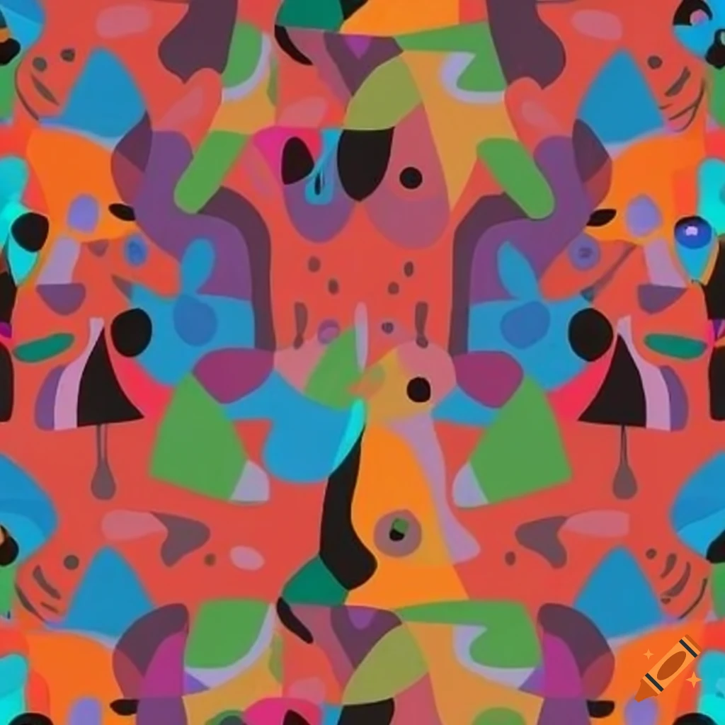 Vibrant miro butterfly pattern for textiles
