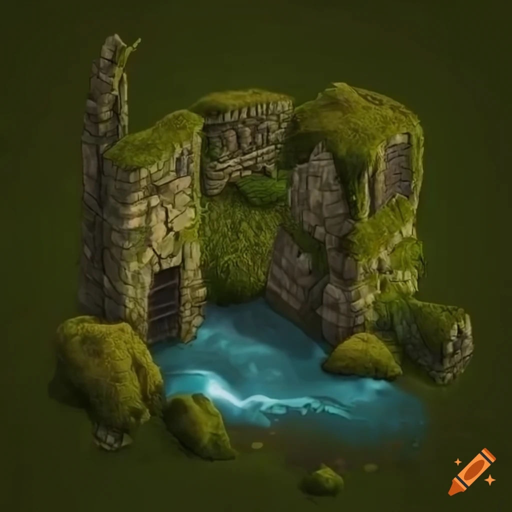 In the background between formation from above fantasy RPG game forest ...