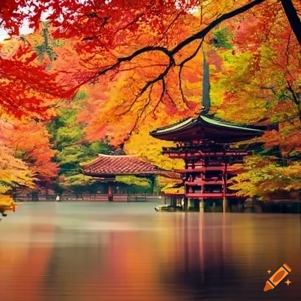 Japanese temple in autumn on Craiyon