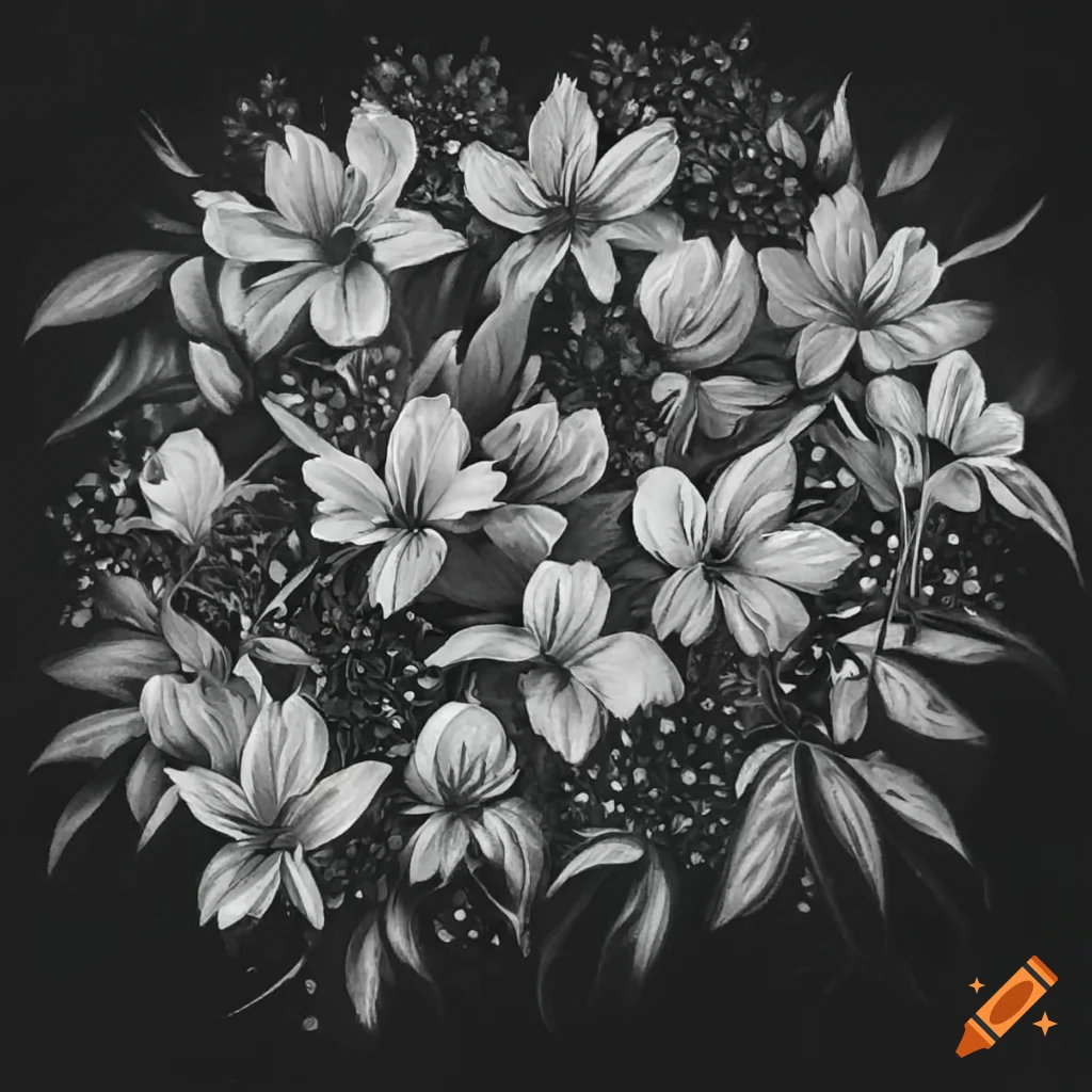 Black and white floral design for soothing coloring activities