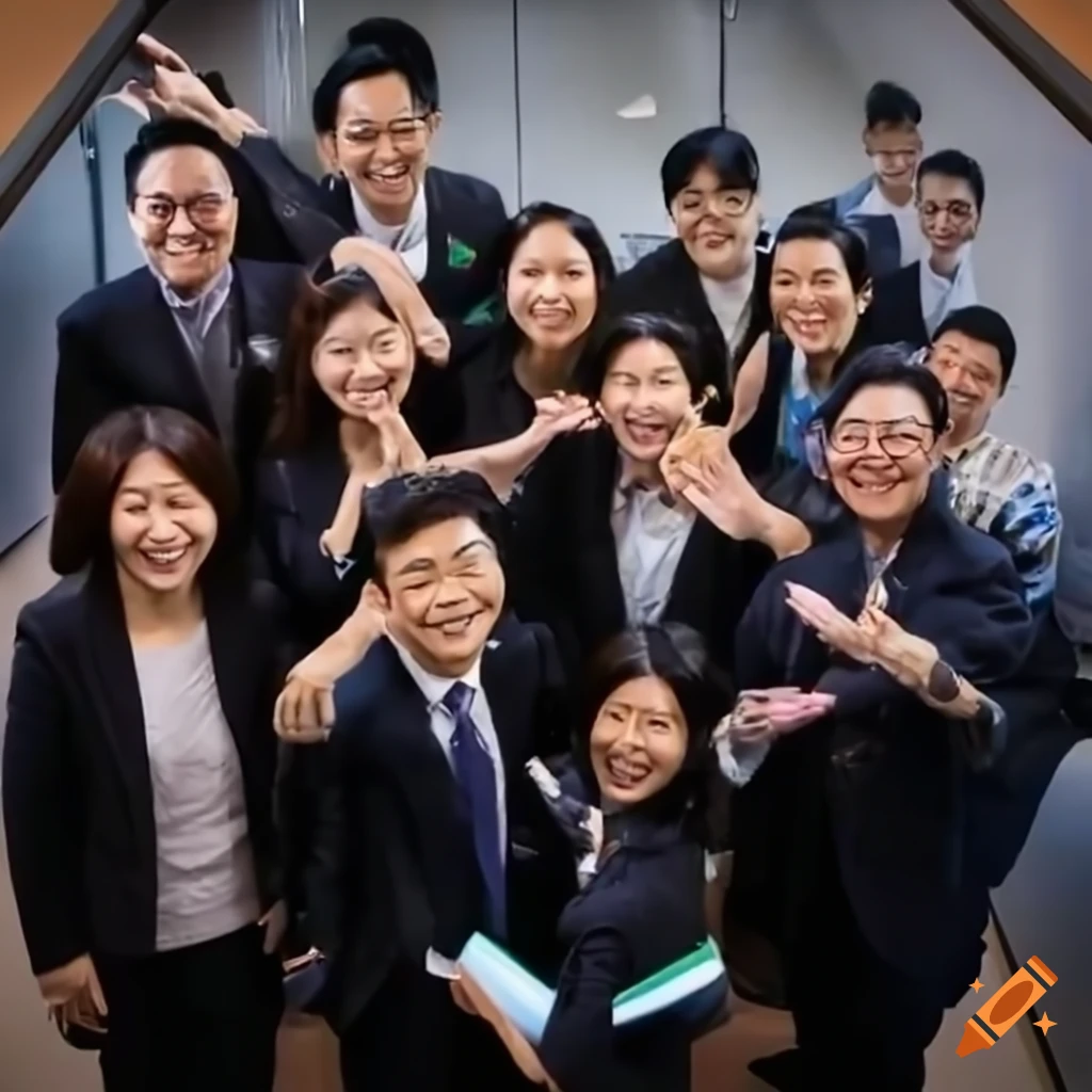 Samsung employees happily participating in an organizational event
