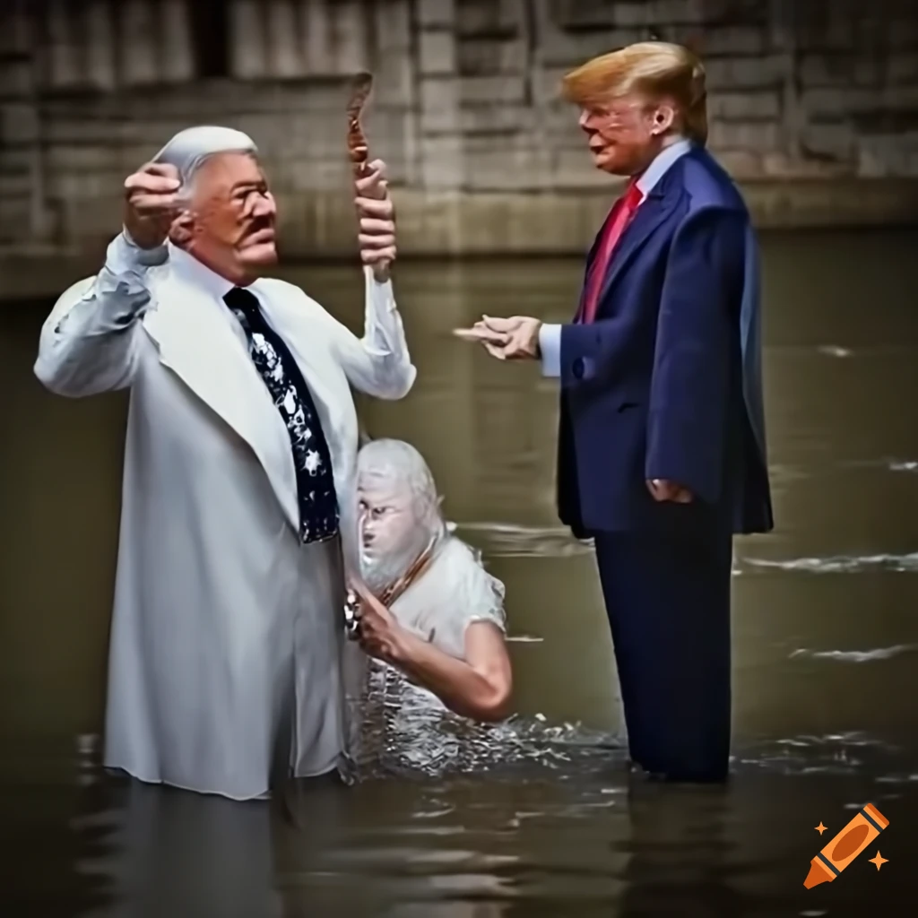 Colonel sanders standing next to donald trump standing waist-deep in ...