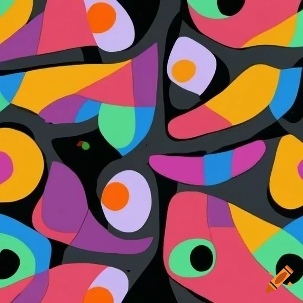 Vibrant miro butterfly pattern for textiles on Craiyon