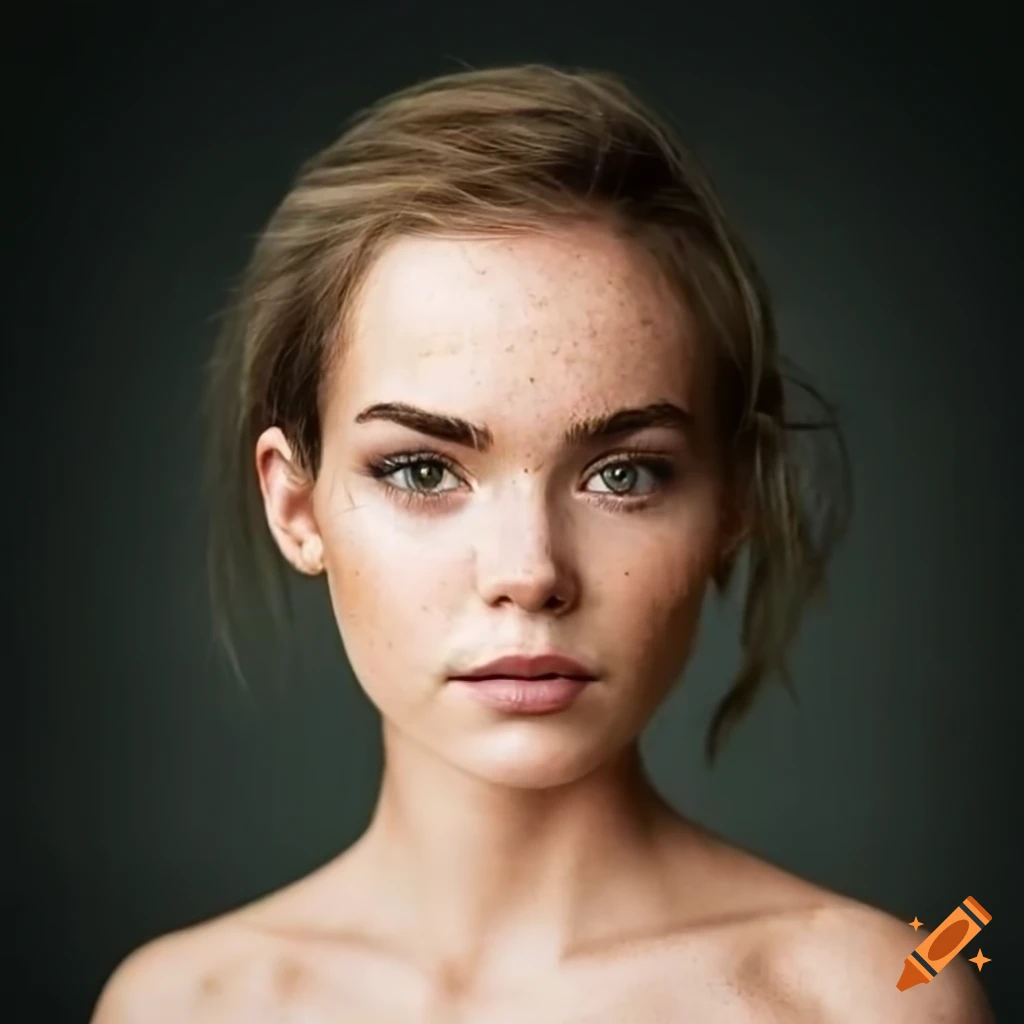 Beautiful young woman very light freckles