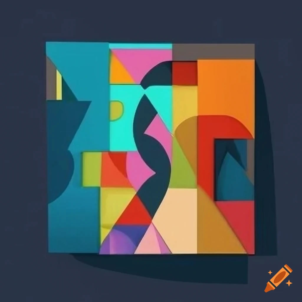 Picasso type art work with stong colors and geometric shapes, wall-to ...