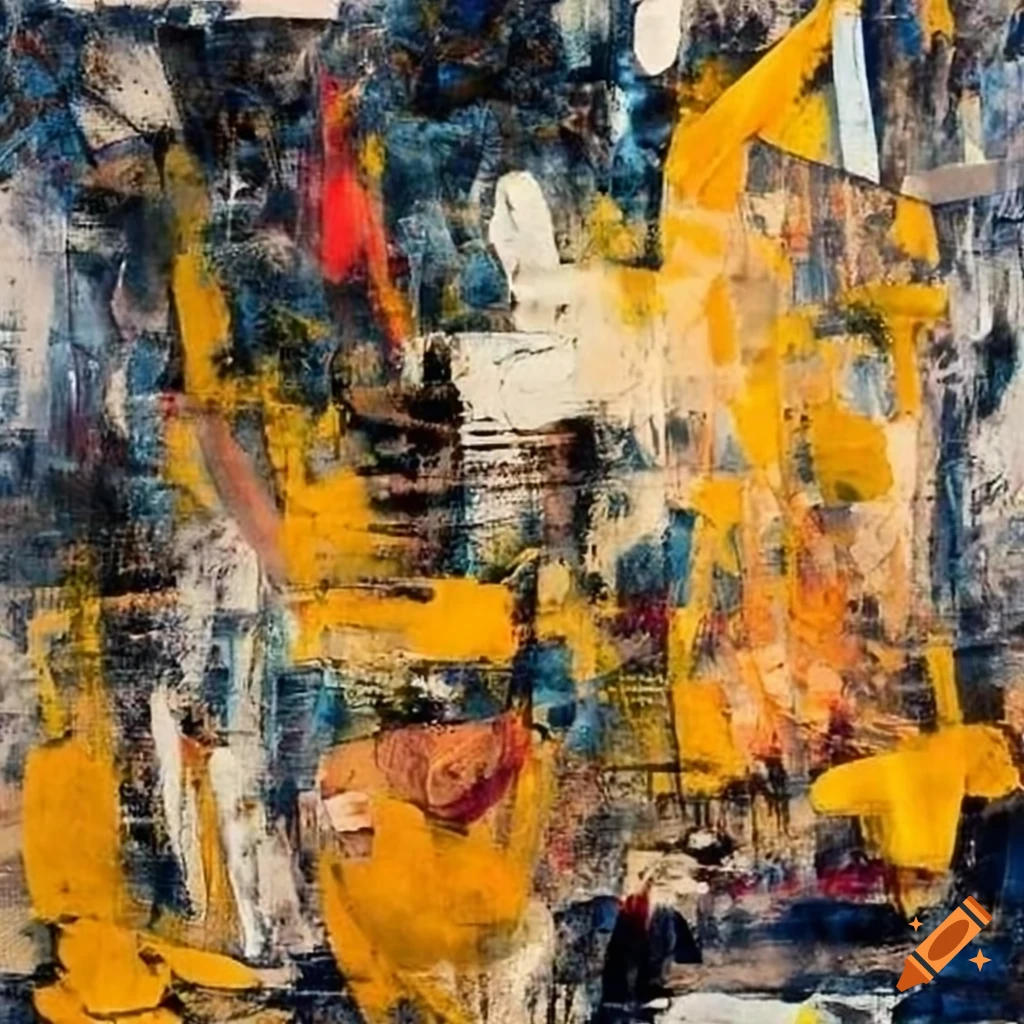 Mixed - media collage abstract painting in the style mark bradford ...