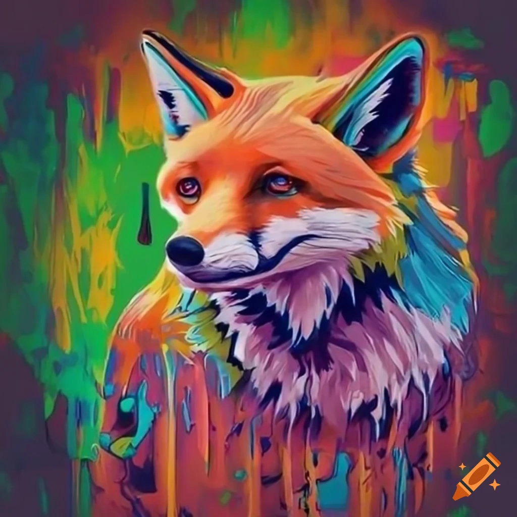 Colourful fox, graffiti style on Craiyon