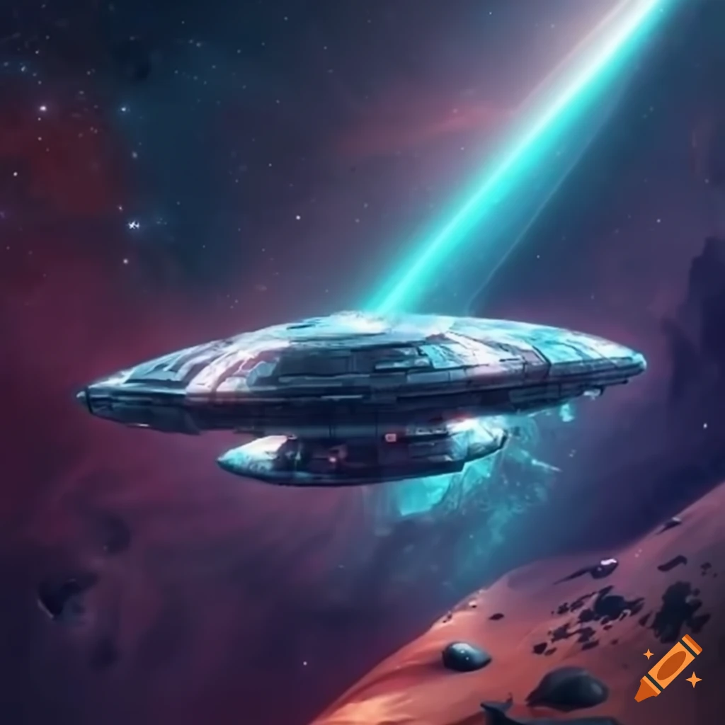 Create an extremely detailed extraordinary alien starship with unknown ...