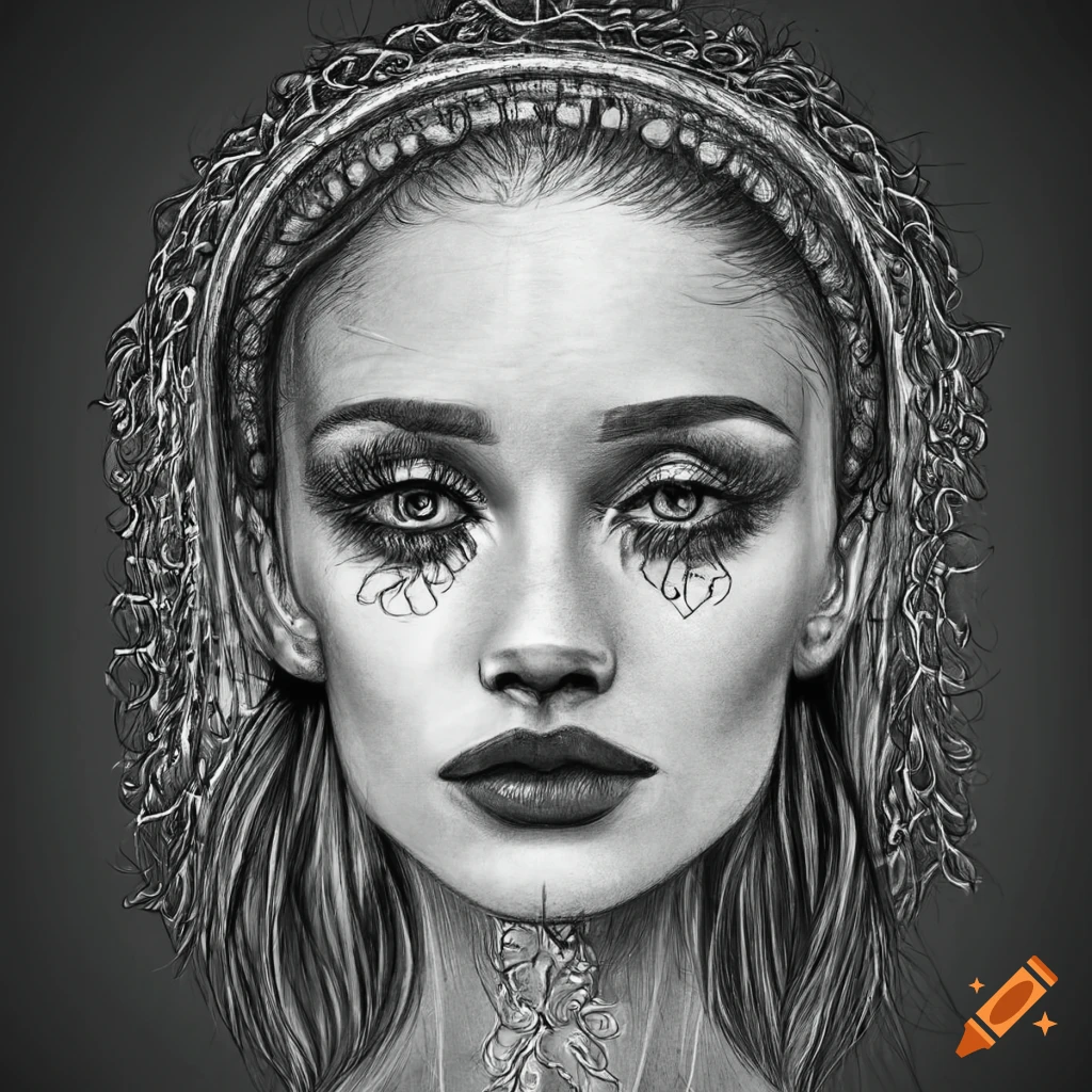 Rostro vectorizado de mujer alegre en tonos monocromáticos (blancos ...