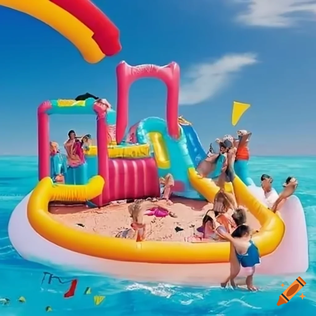 Un parque inflable de playa lleno de diversión para niños