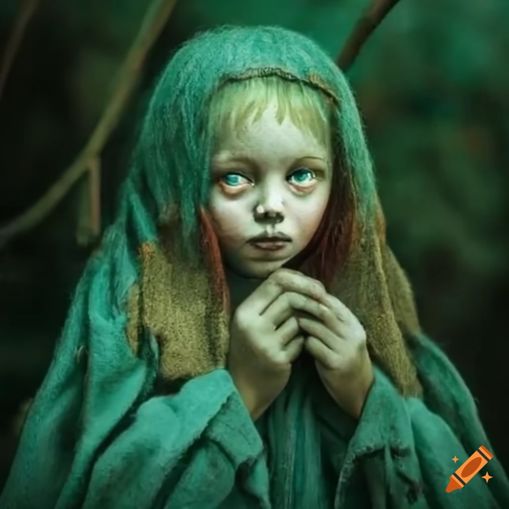 Two green children of woolpit, folklore on Craiyon