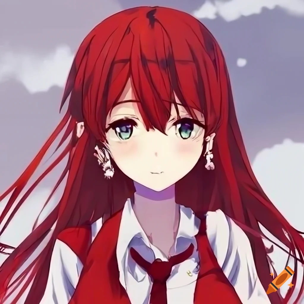 Anime girl red on Craiyon