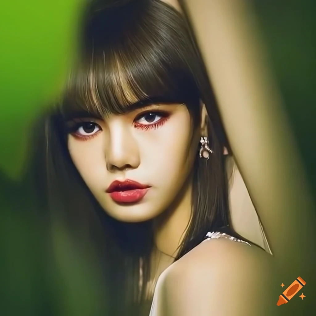 Lisa manoban, wide eyes, green nature, smooth face free from blemishes ...