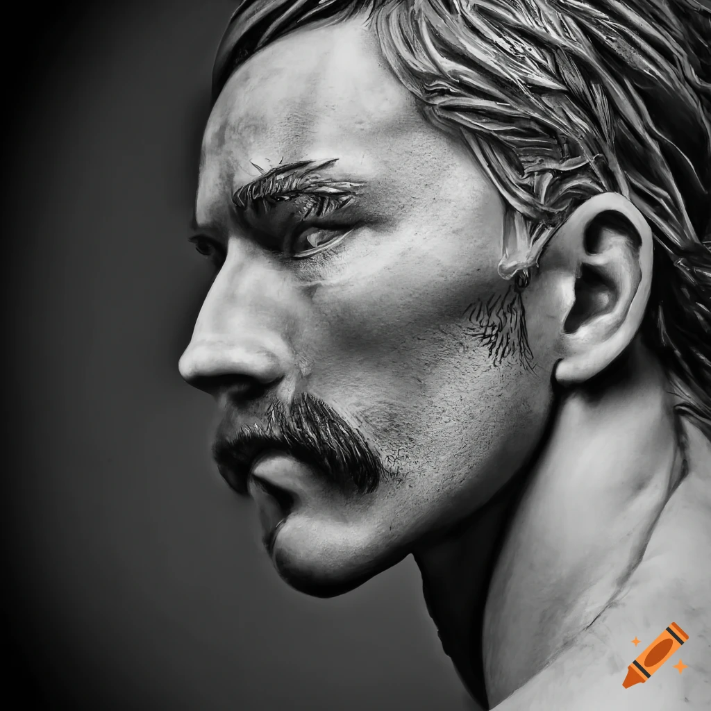 Profile portrait of escanor from the seven deadly sins, black and white ...