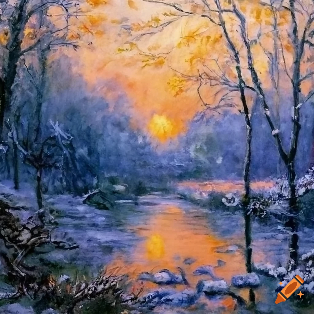 Seasons, winter, fall, spring, winter, fantasy art,monet on Craiyon