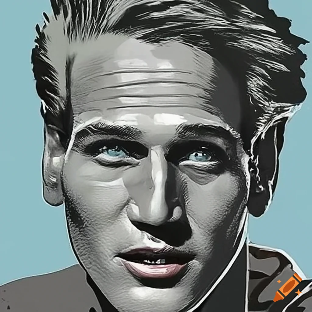 Andy Warhol's iconic pop art portrait of young Paul Newman on Craiyon