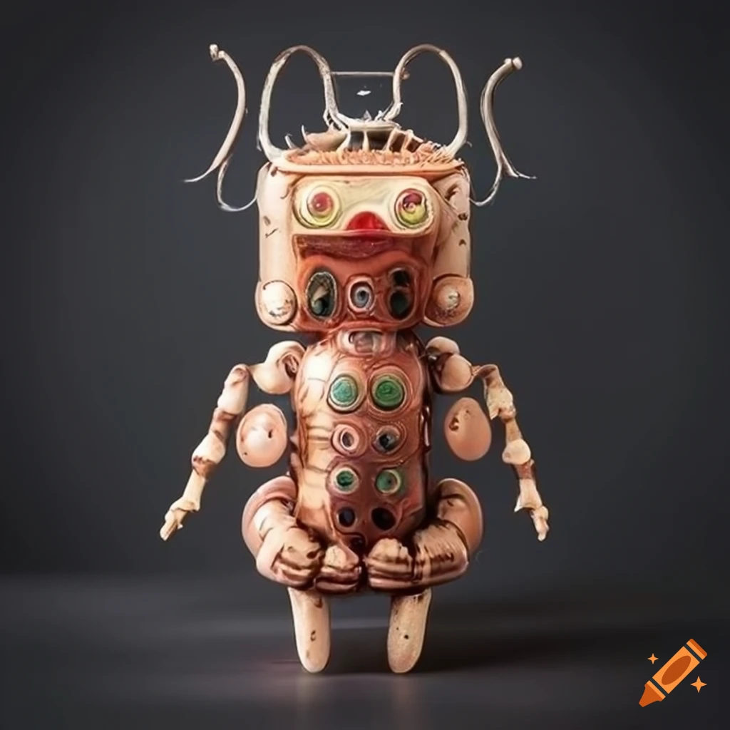 Vintage girl doll cockroach robot. haeckel