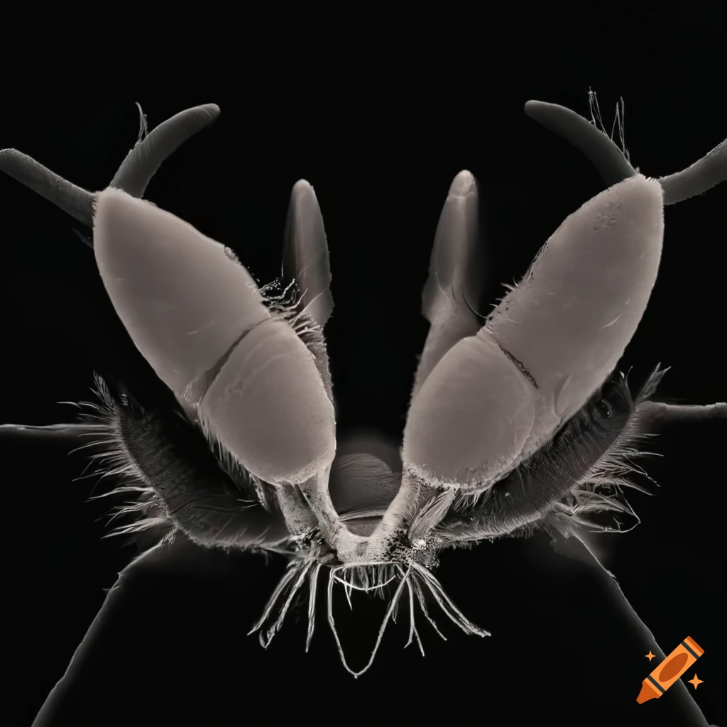 Many insect hairy wings many legs raster electron microscope photo ...