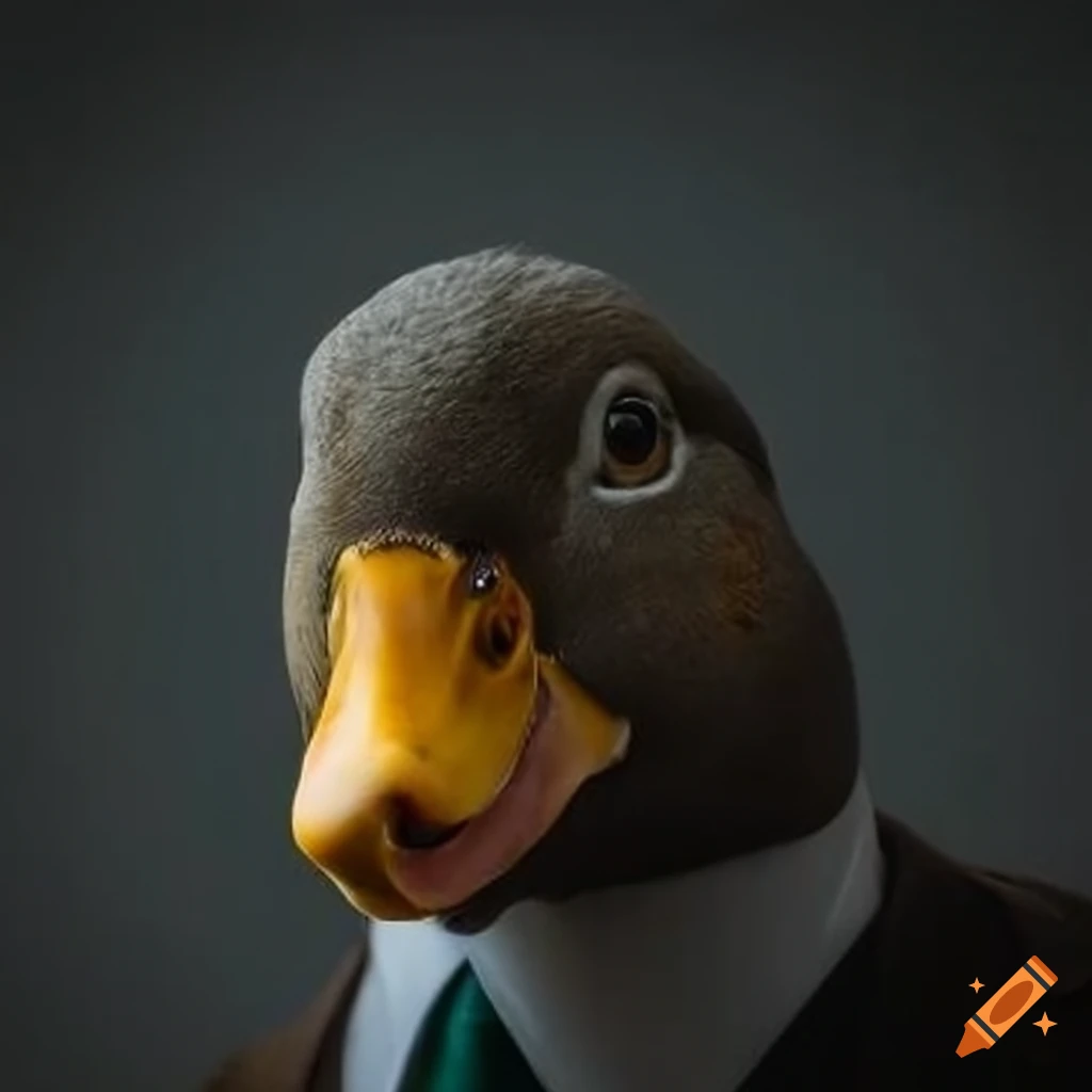A duck in a suit