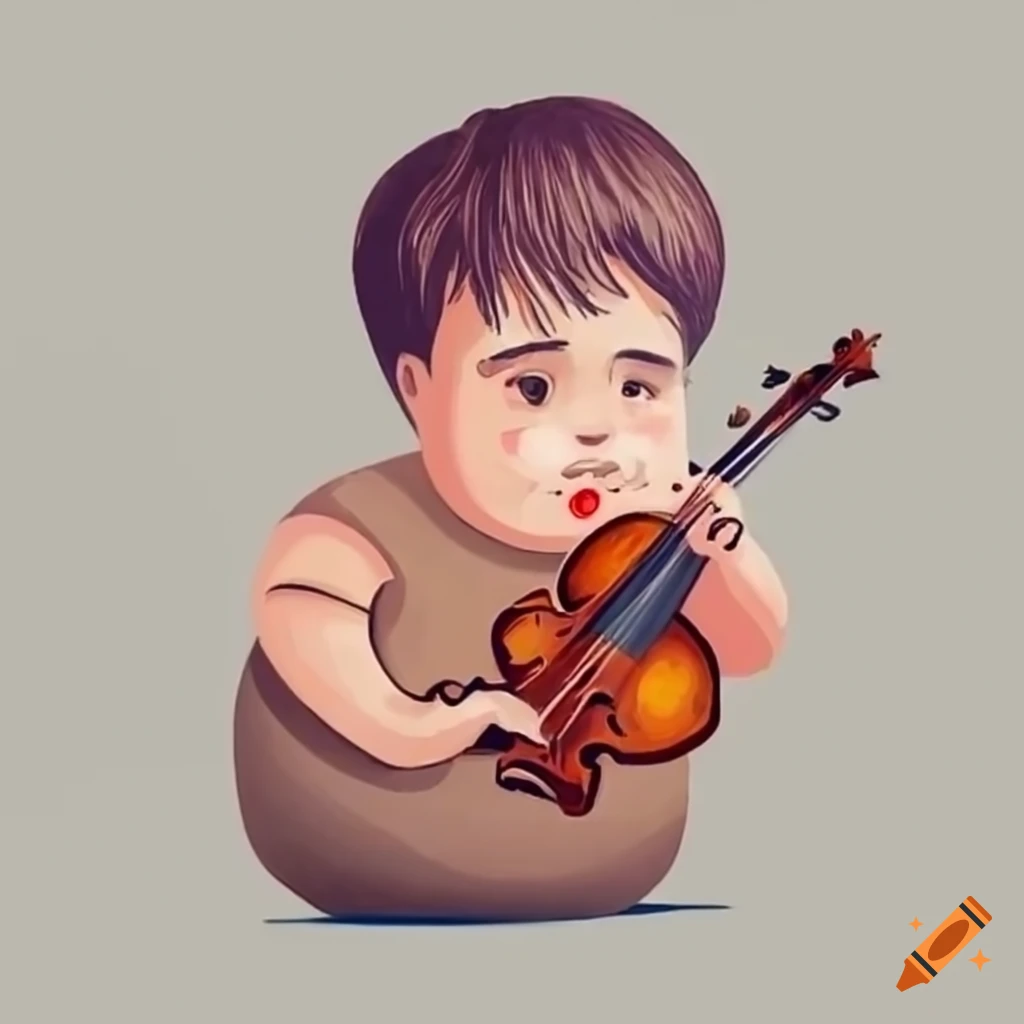 Fat boy with a big toe and violin in his hands on Craiyon