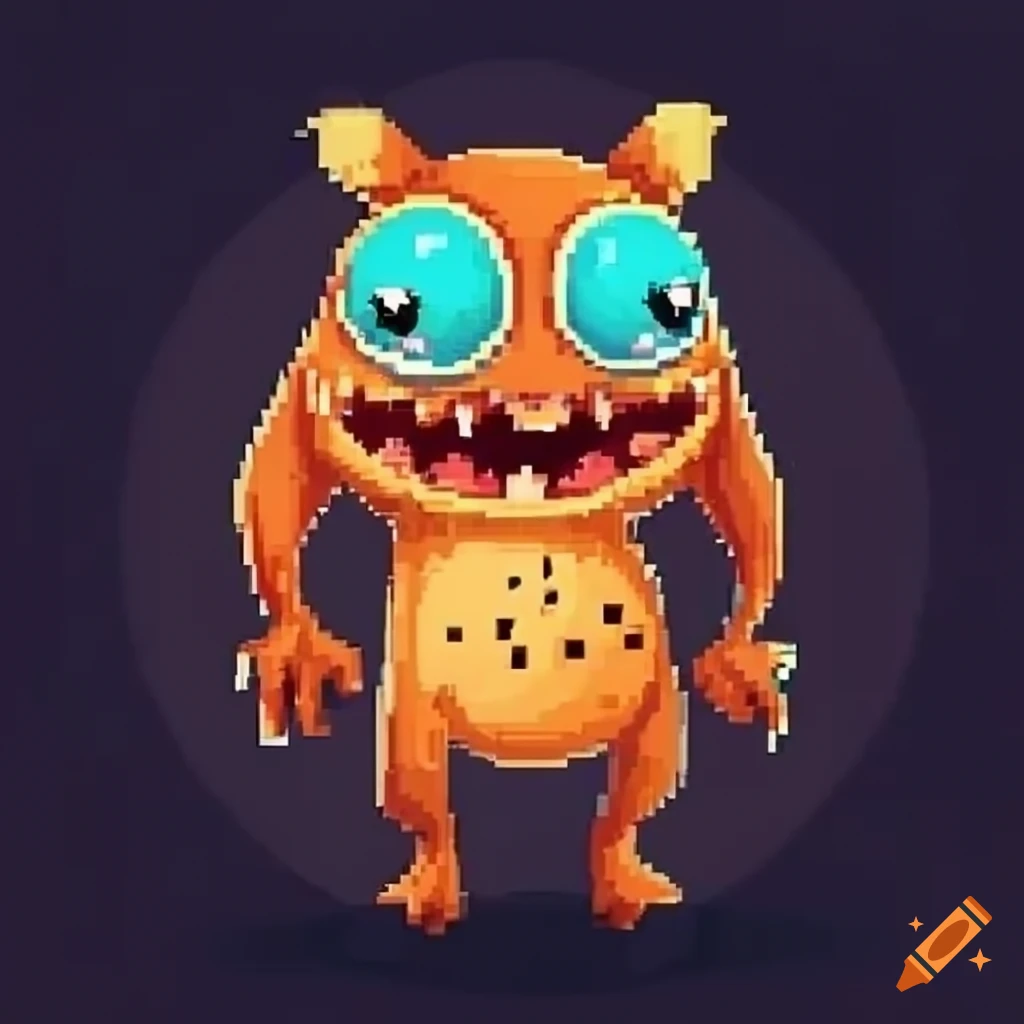 Collection of cute and friendly monster sprites for game design on Craiyon