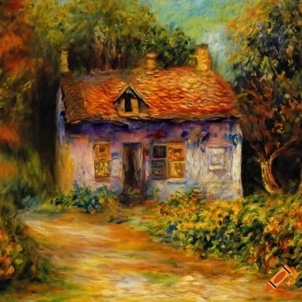 Poor house in renoir style oil painting on Craiyon