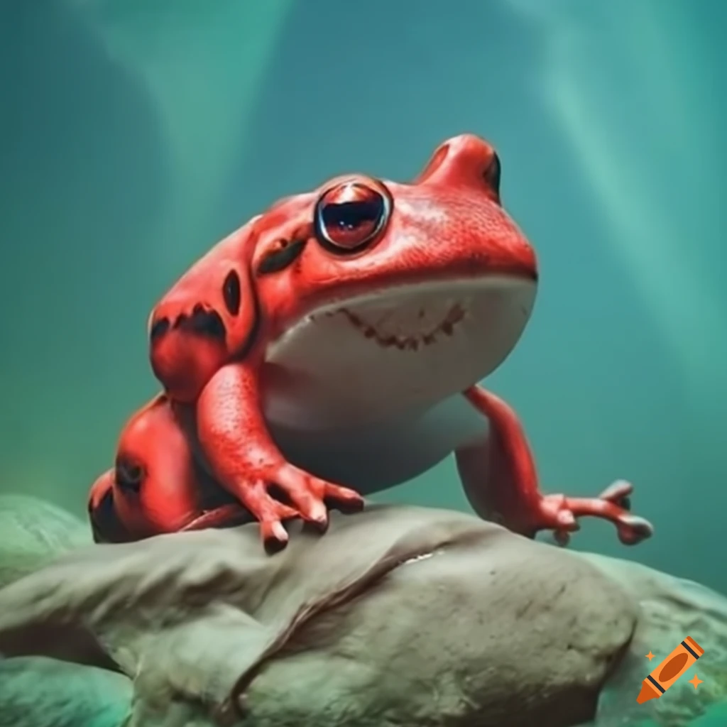 Sapo rojo con un tiburon on Craiyon