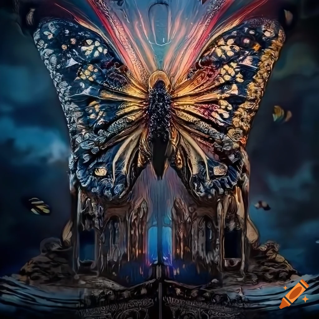 Butterfly:: usa flag color: flying : at night, over, sf, intricate ...