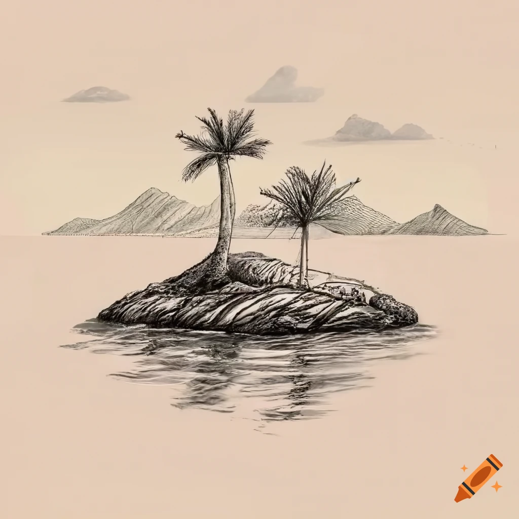 A beautiful island surrounded by water aerial view on Craiyon