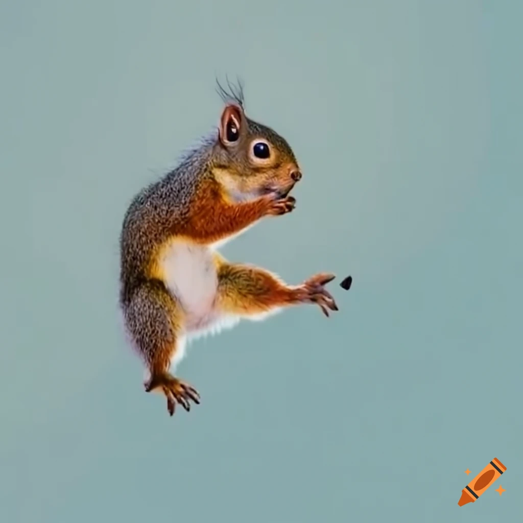 Squirrel doing jumping jacks on Craiyon