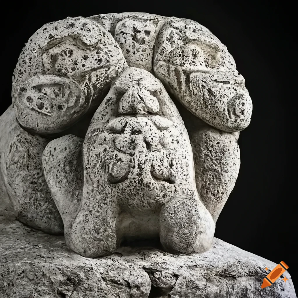 Abstract stone sculpture of a friendly creature on Craiyon