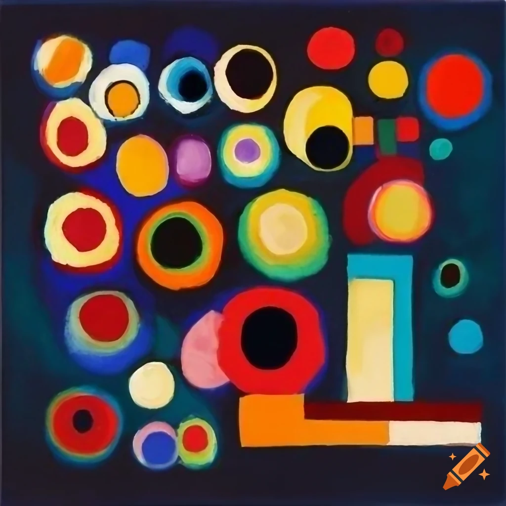 Suprematism in the style of kandinsky, circles and rectangles