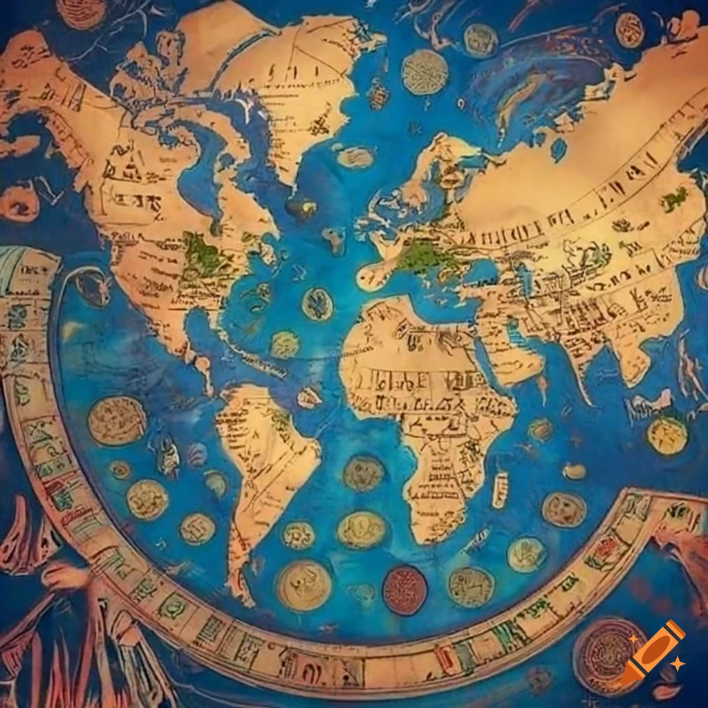 Ancient map of the world on Craiyon