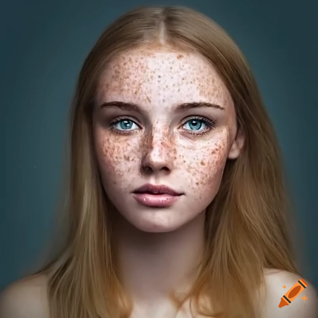 Beautiful young woman very light freckles on Craiyon