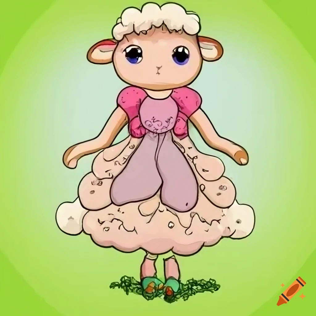 A cute anthropomorphic sheep girl in a beautiful garden on Craiyon