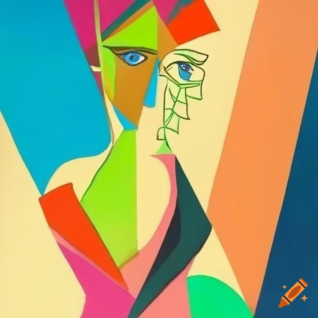 Picasso type art work with stong colors and geometric shapes on Craiyon