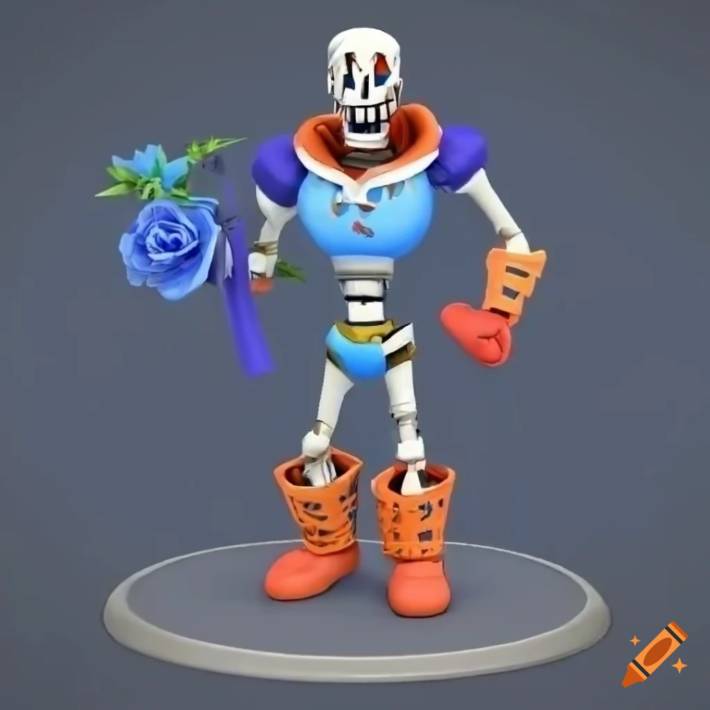 Papyrus undertale,blue roses, high quality, 3d render on Craiyon