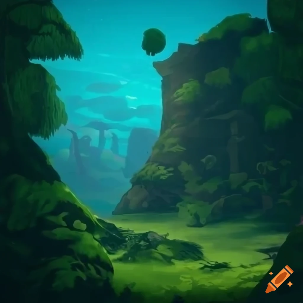 In the background between formation from above fantasy RPG game forest ...