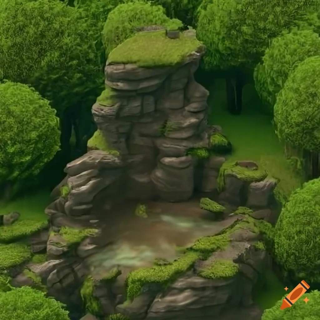 In the background between formation from above fantasy RPG game forest ...