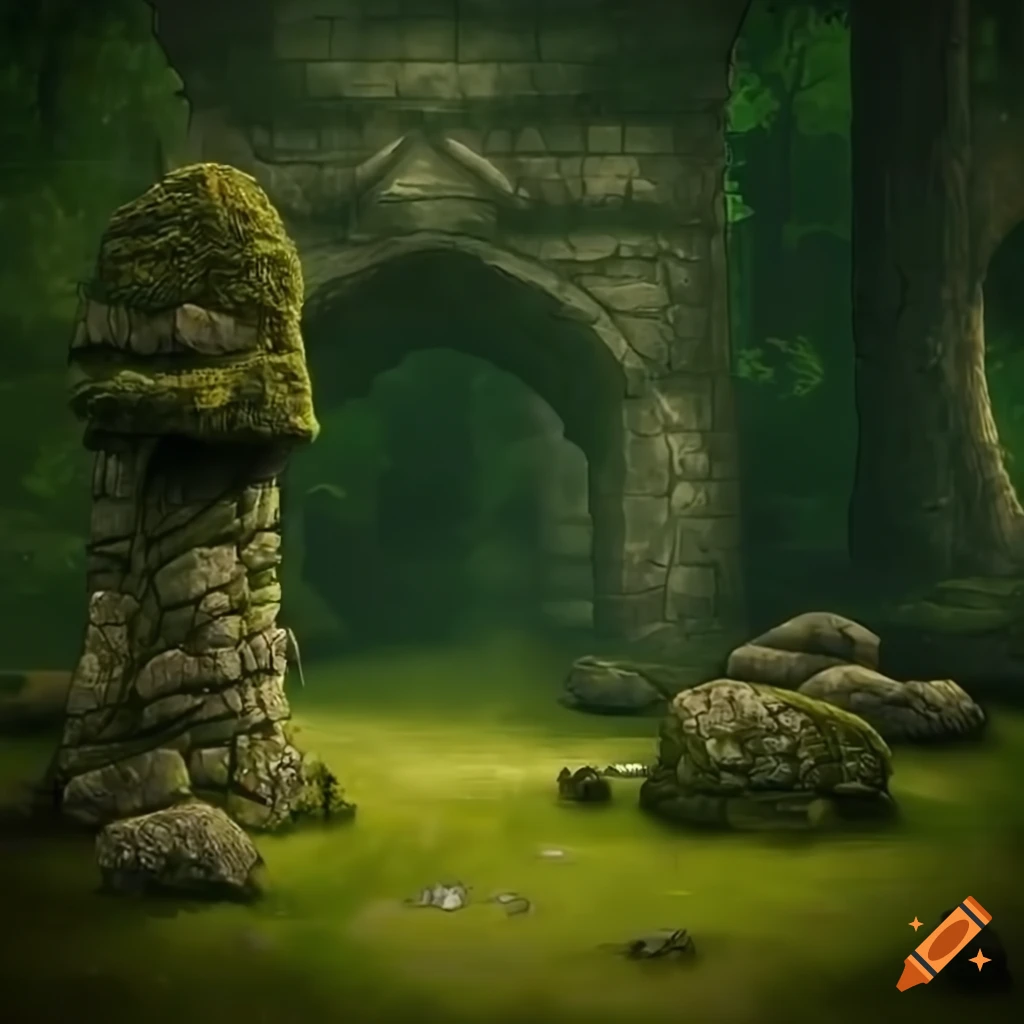 In the background between formation from above fantasy RPG game forest ...