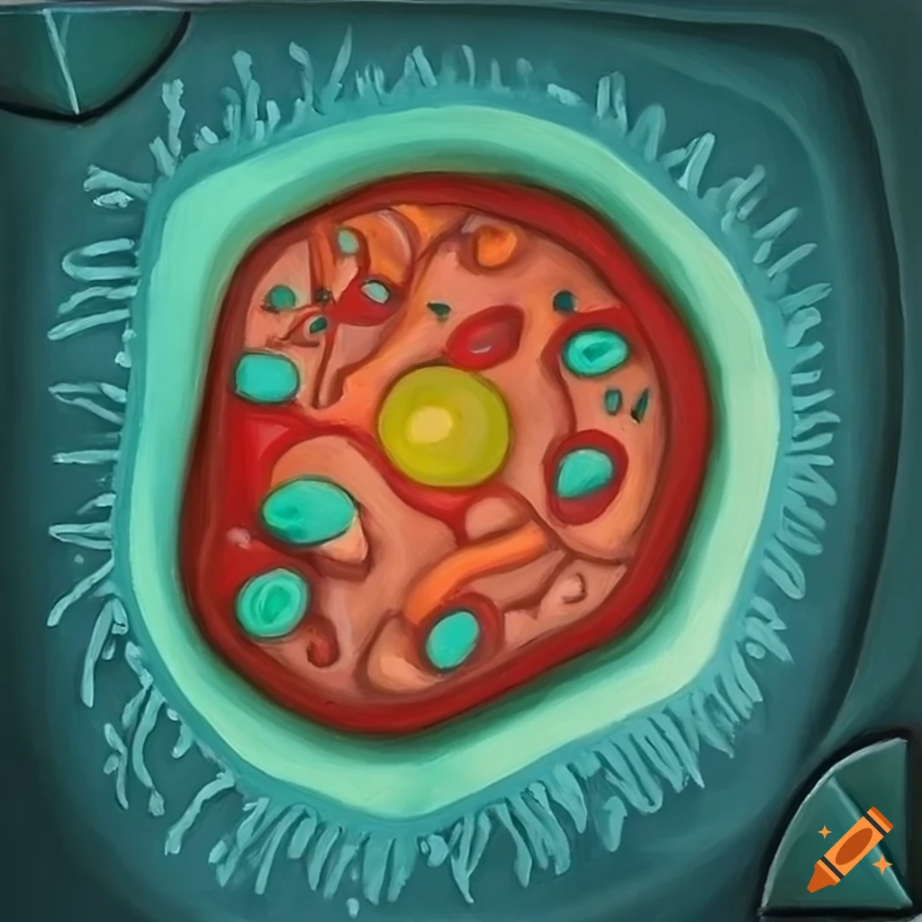 Cubist painting of a plant cell on Craiyon