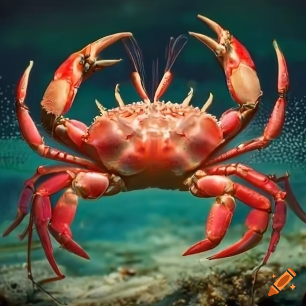 Red crab in the sea. rococo style on Craiyon
