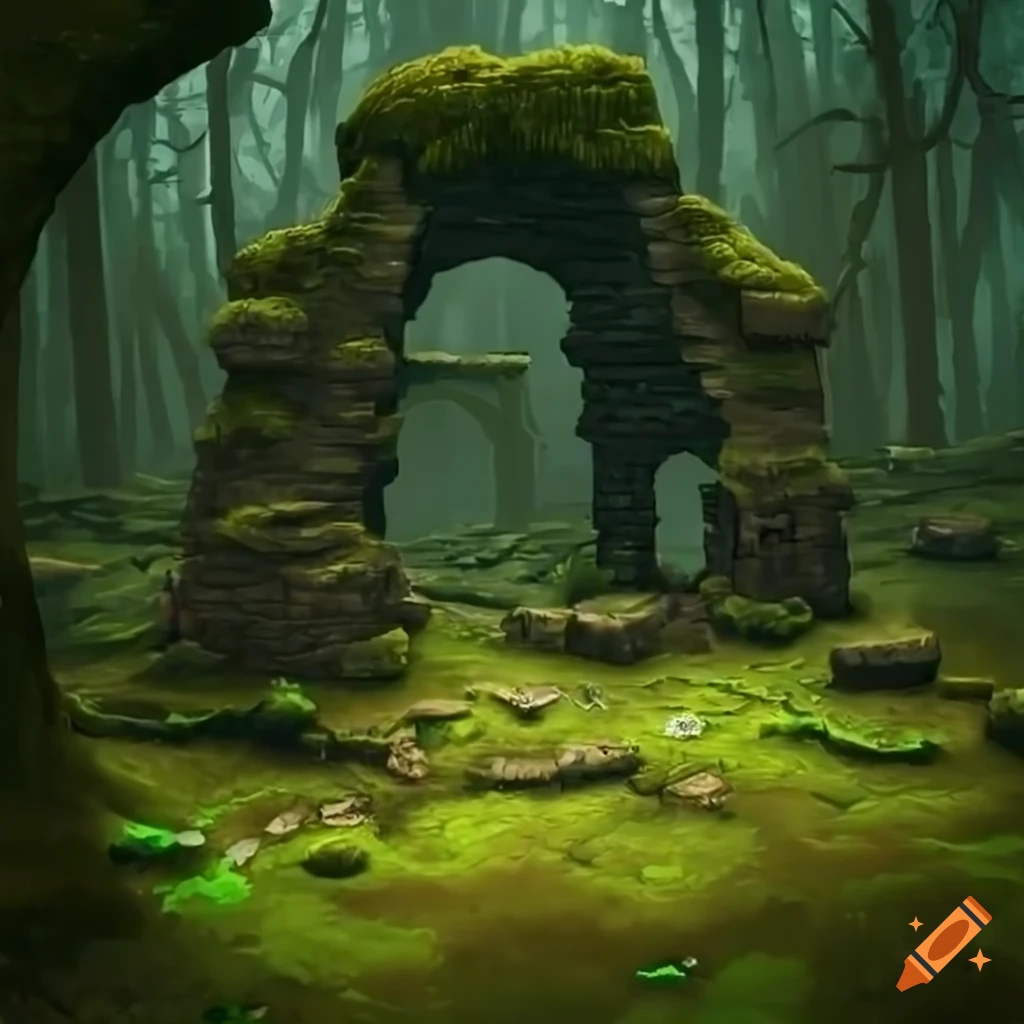 In the background between formation from above fantasy RPG game forest ...