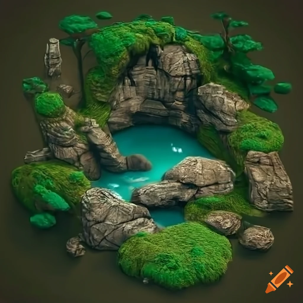 In the background between formation from above fantasy RPG game forest ...