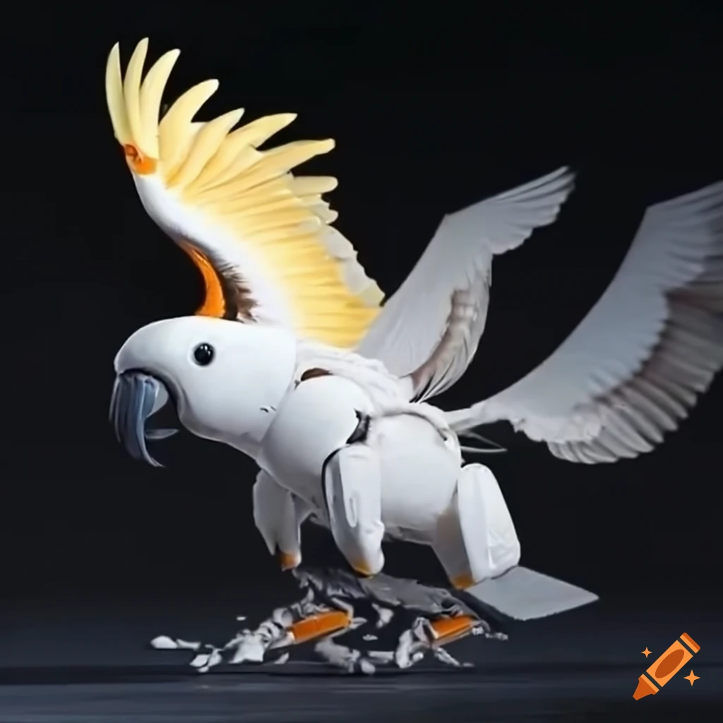 Robotic mechanical cockatoo flying